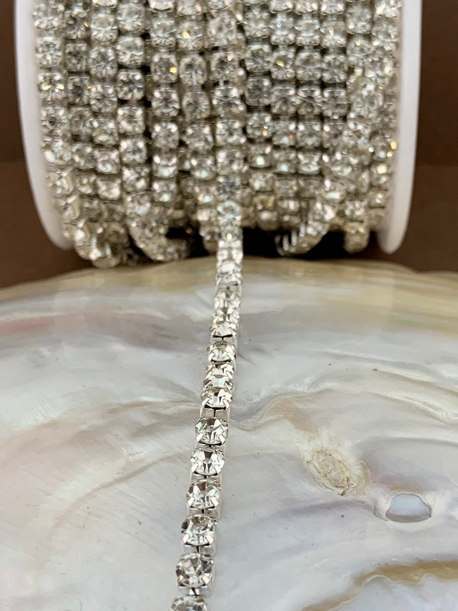 1 Row Silver Rhinestone Chain Clear Stone| Fashion Jewellery Outlet